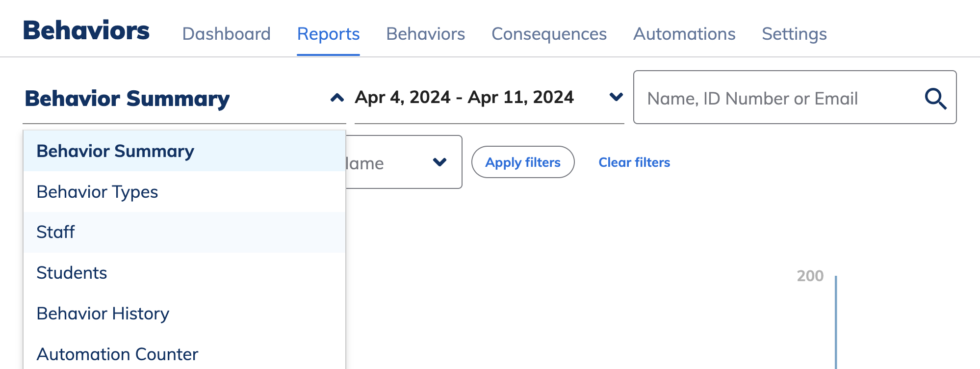 Generating Behavior Reports and Behavior Dashboard
